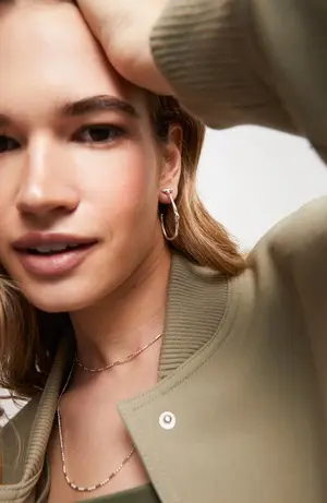 UNODE50 Sterling -plated Hoop Earrings With White Topaz