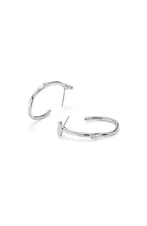 UNODE50 Sterling -plated Hoop Earrings With White Topaz