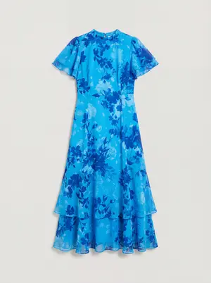 WALLIS Floral Burnout Ruffle Midi Dress