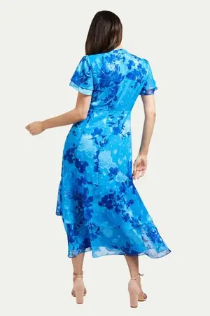 WALLIS Floral Burnout Ruffle Midi Dress