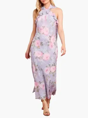 NEEDLE & THREAD Camille's Garden Halter Neck Ankle Gown - Lavender