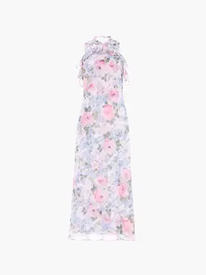 NEEDLE & THREAD Camille's Garden Halter Neck Ankle Gown - Seashell