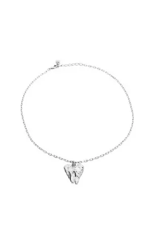 UNODE50 Sterling Plated Short Necklace With Wing Detail - Silver