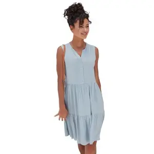 LASCANA Sleeveless Notch Neck Tiered Dress