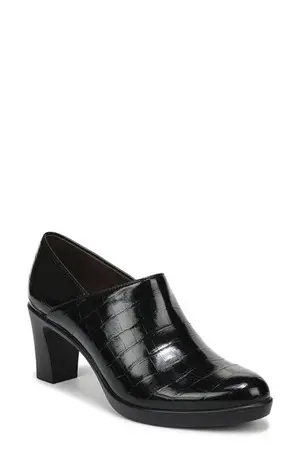 LIFESTRIDE Elegant Block Heel Pumps - Black Embossed