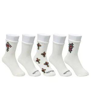 Ed Hardy Rose Cross Print Socks - Ivory