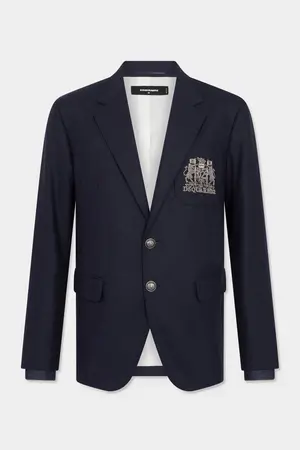 Dsquared2 College Relaxed Shoulder Jacket With Embellished Emblem - Blue