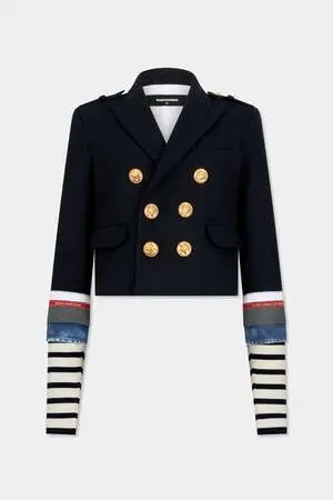 Dsquared2 Hybrid Wool Mix Peacoat - Blue