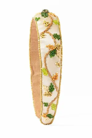 HAIR DRAMA CO Golden Vine Embroidered Headband - Beige