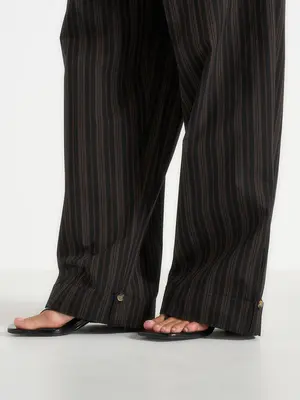 Manière De Voir Maniere De Voir Ivanna Striped Cotton Elasticated Wide Leg Pants