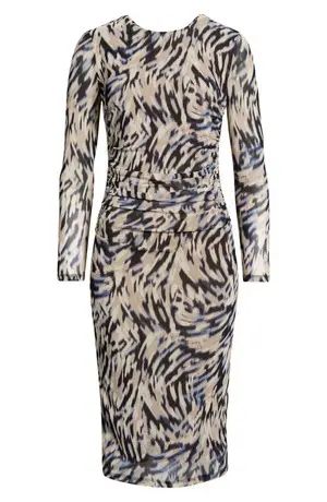 Anne Klein Ruched Mesh Midi Dress