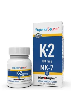 SUPERIOR SOURCE Vitamin K2 Mk-7 Menaquinone-7 Microlingual Tablets - White