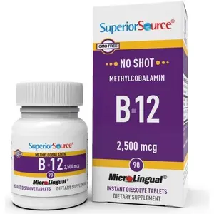 SUPERIOR SOURCE No Shot Vitamin B12 Methylcobalamin Microlingual Tablets - White