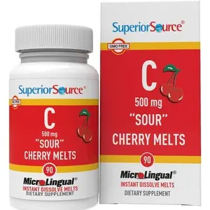 SUPERIOR SOURCE Vitamin C Sour Cherry Melts Sublingual Dissolving Tablets - Red