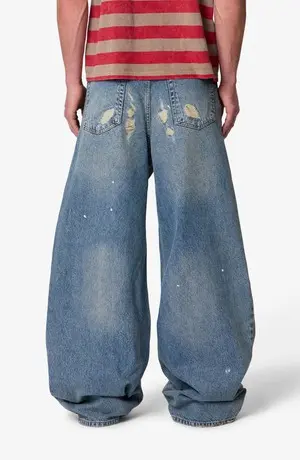 Mnml Relaxed Fit Wide Leg Ripped Jeans