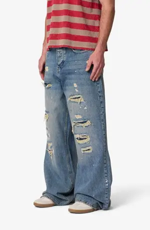 Mnml Relaxed Fit Wide Leg Ripped Jeans
