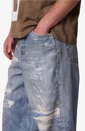 Mnml Oil Stain Printed Relaxed Wide Leg Jeans