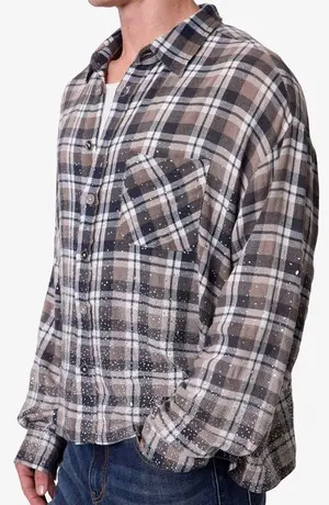 Mnml Rhinestone Flannel Shirt