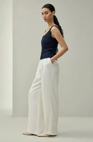 Lilysilk Silk-cotton Cable-knit Tank - Navy Blue