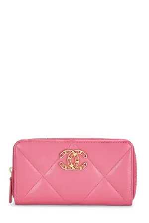 Chanel Quilted Lambskin 19 Zip Around Wallet