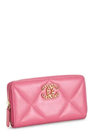 Chanel Quilted Lambskin 19 Zip Around Wallet