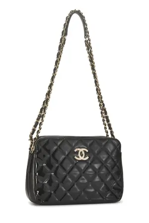 Chanel Patent Leather Double Zip Camera Bag