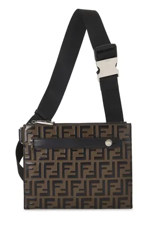 Fendi Zucca Embossed Crossbody Bag - Black