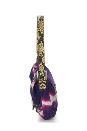 Fendi Embellished Suede Baguette With Python Accents