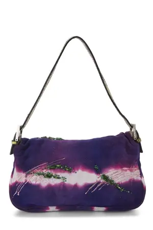Fendi Embellished Suede Baguette With Python Accents