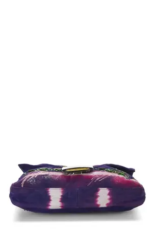 Fendi Embellished Suede Baguette With Python Accents