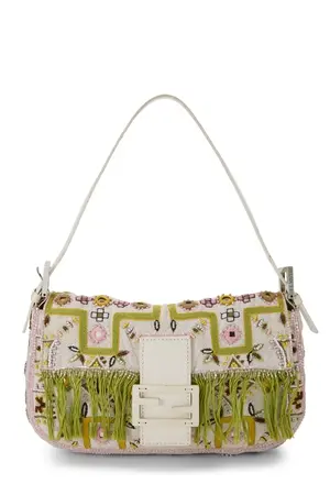Fendi Embellished Baguette Shoulder Bag - White