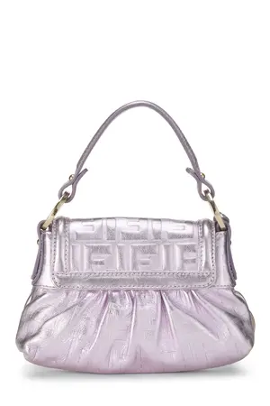 Fendi Metallic Zucca Embossed Leather Baguette