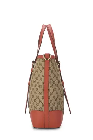 Gucci Original Gg Canvas Tote With Leather Trim - Orange