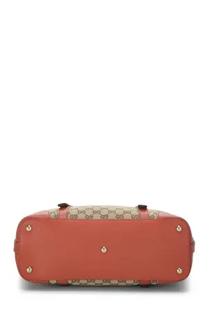 Gucci Original Gg Canvas Tote With Leather Trim - Orange