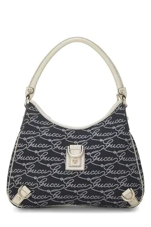 Gucci Abbey Hobo Gg Canvas Bag - Navy