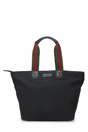 Gucci Gg Canvas Web Zip Tote - Black