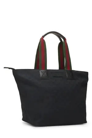 Gucci Gg Canvas Web Zip Tote