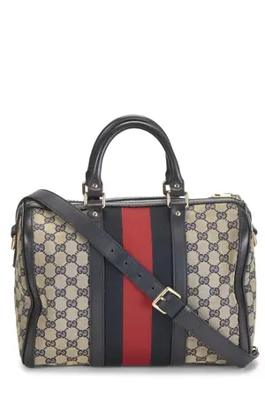 Gucci Gg Canvas Vintage Web Boston Bag - Navy