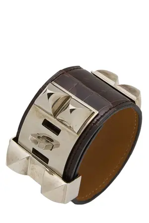 Hermès Collier De Chien Alligator Bracelet - Brown