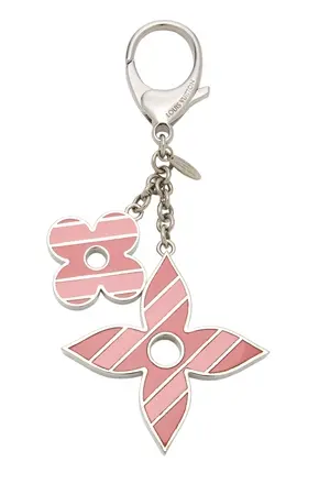 LOUIS VUITTON Silver Monogram Flower Bag Charm