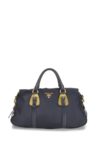Prada Convertible Buckle Handbag - Navy