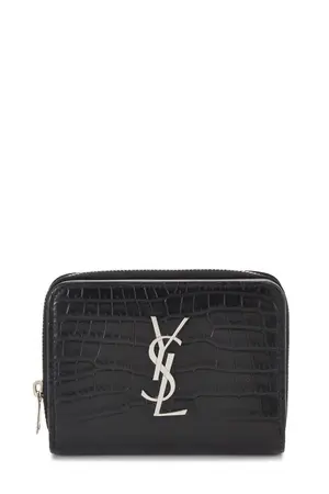 Saint Laurent Embossed Zip-around Compact Wallet