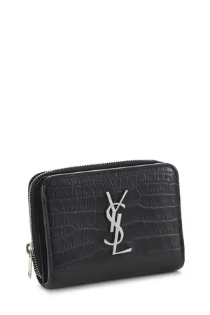 Saint Laurent Embossed Zip-around Compact Wallet