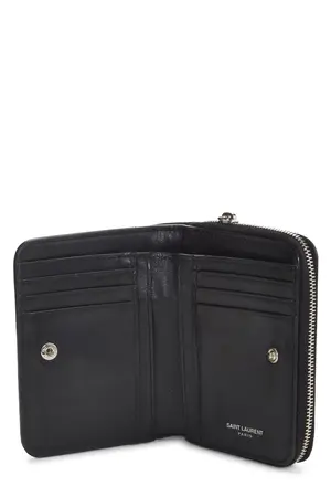 Saint Laurent Embossed Zip-around Compact Wallet