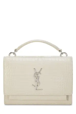 Saint Laurent Embossed Sunset Wallet On Chain - White