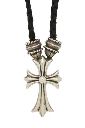 Chrome Hearts Sterling And Leather Cross Pendant Necklace