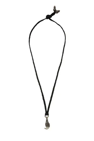 Chrome Hearts Sterling & Leather Crow Pendant Bolo Necklace - Silver