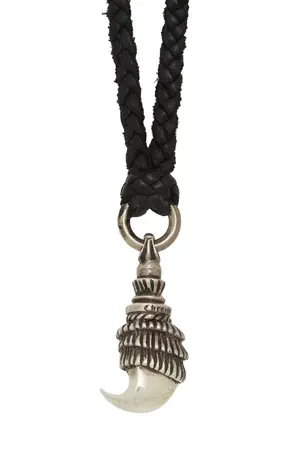 Chrome Hearts Sterling & Leather Crow Pendant Bolo Necklace
