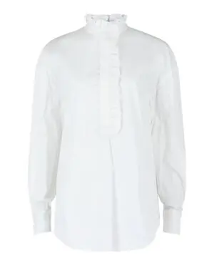Alexander McQueen Ruffled Cotton T-shirt - Optical White