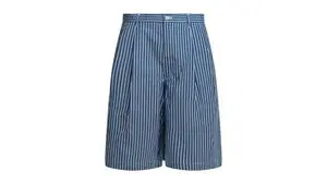 Comme Des Garçons Striped Pleated Shorts - Blue